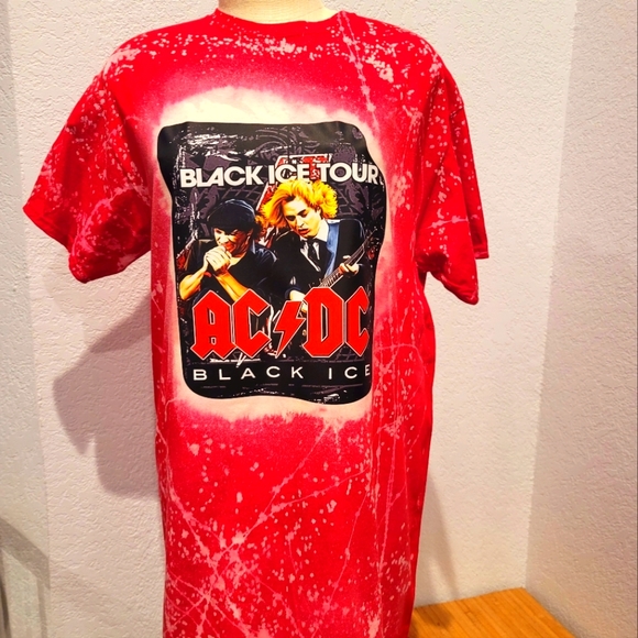 Hanes | Dresses | Xl Red Bleach Acdc Tshirt Dress | Poshmark